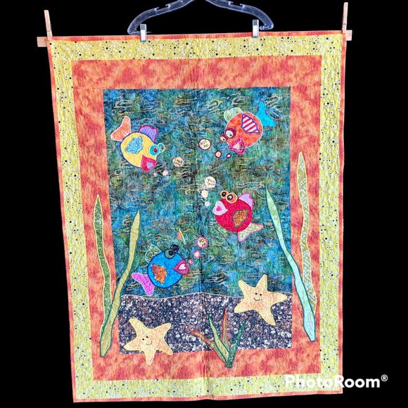 Bedding | Handmade Starfish Ocean Sea Kissing Frogs Baby Crib Quilt ...